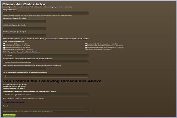 Clean Air Calculators. Fid out how much clean air you need!